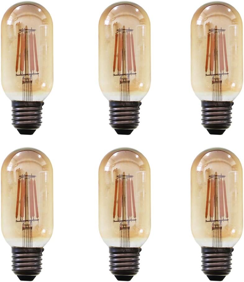 Huamu 6-Pack T45 LED Edison Bulb 6W 600 LM 2700K Warm Light 60W Incandescent Replacement E27 ...