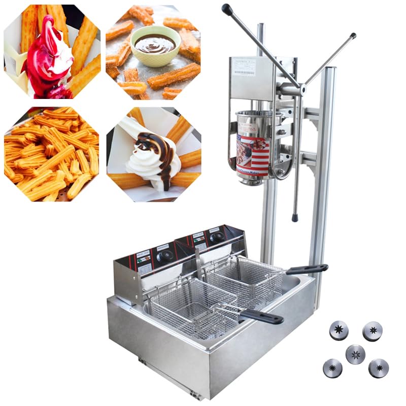 Intbuying 5l Churro Maker Machine With 12l Electric Deep Fryer ...