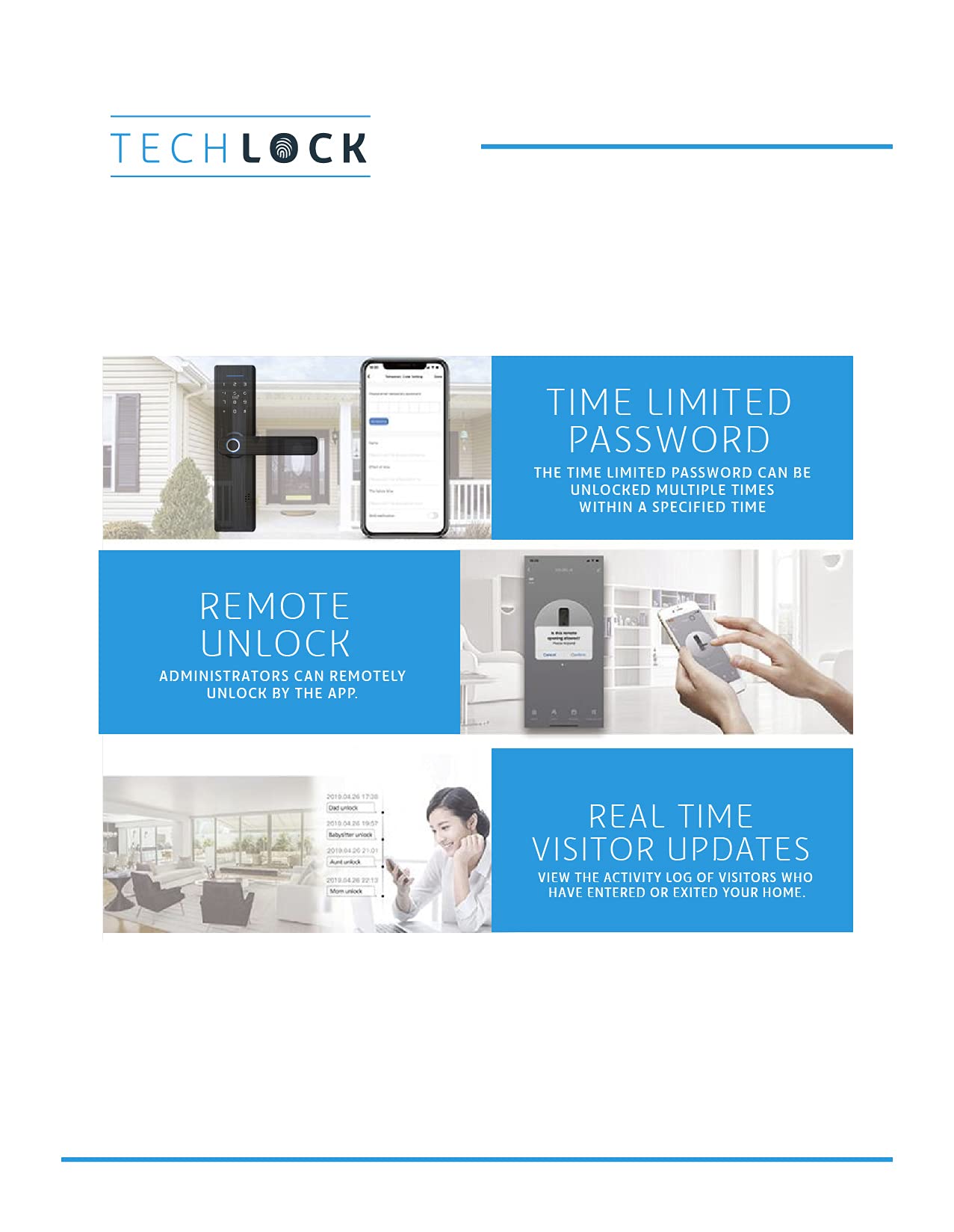 Tech Lock Fingerprint Door Lock - Bluetooth Smart Door Lock with ...