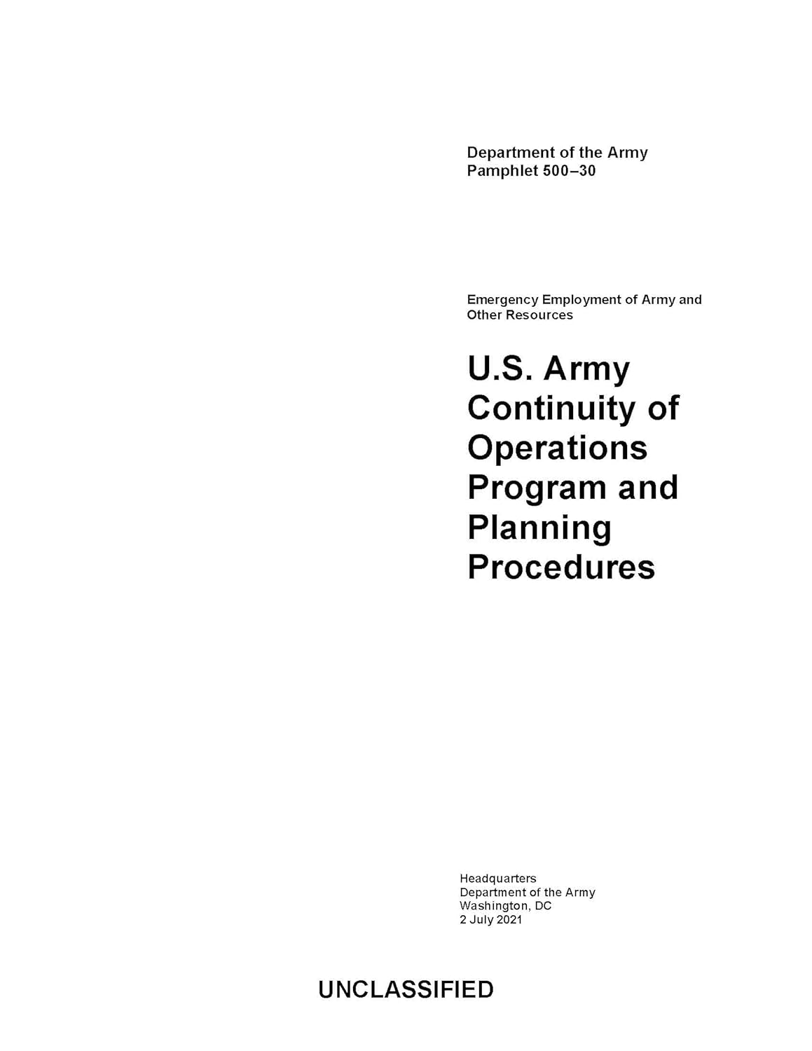 PAM 500 – 30 Emergency Employment of Army and Other Resources U.S. Army ...
