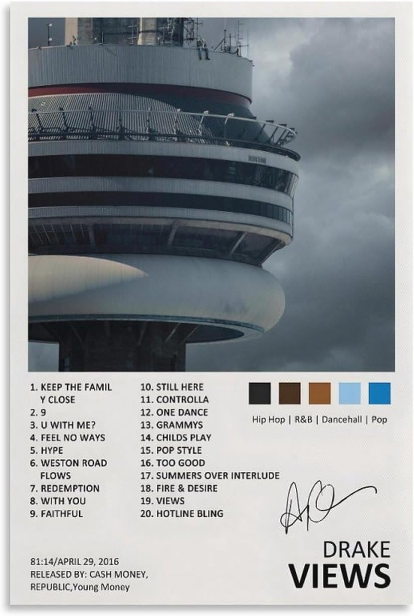 Amazon.com: Music Posters Views Album Cover Posters Rapper Posters for ...