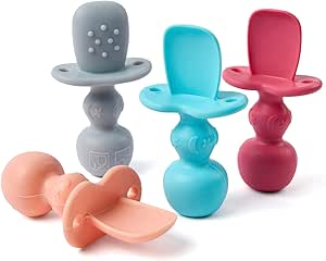 Amazon.com: HEYTUYA 4 Pack Silicone Baby Spoons Self Feeding 6+ Months ...