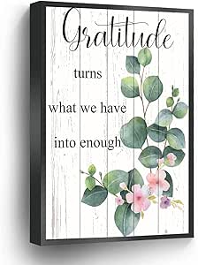 Amazon.com: Gratitude Quote Canvas Print Greenery Wall Art Poster ...