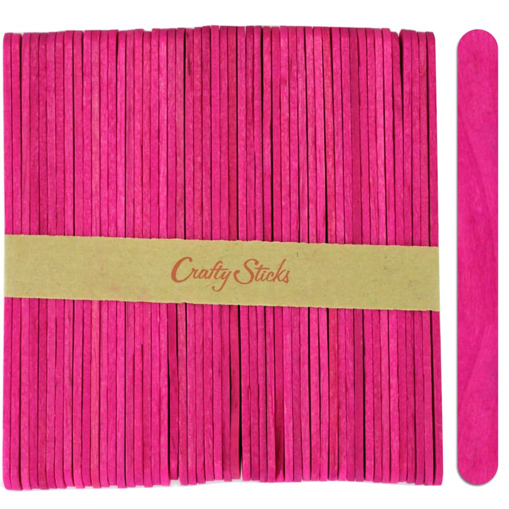Amazon.com: 50 Sticks, Pink Popsicle Sticks 4.5 Inch Wood Craft Sticks ...