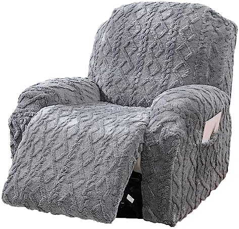 Amazon.com: vctops 4 Pieces Geometric Jacquard Plush Recliner Slipcovers Soft Fuzzy Fluffy Sofa ...