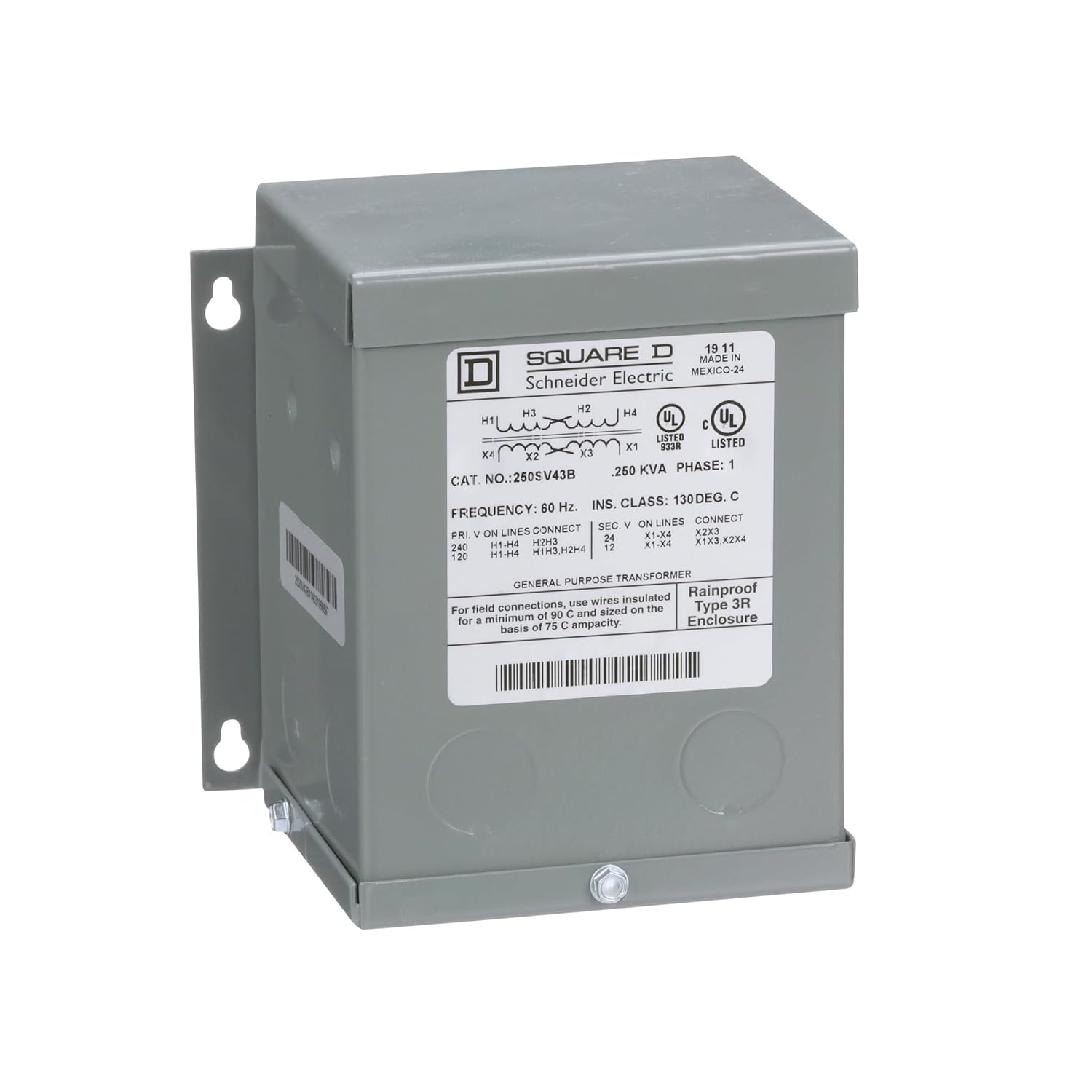 Transformer, 120/240Vac, 12/24Vac, 250Va: Electrical Equipment: Amazon ...