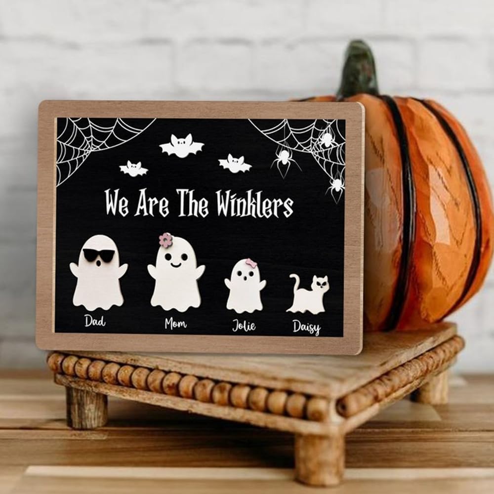 Letrero de familia fantasma personalizado, lindo letrero de madera de ...