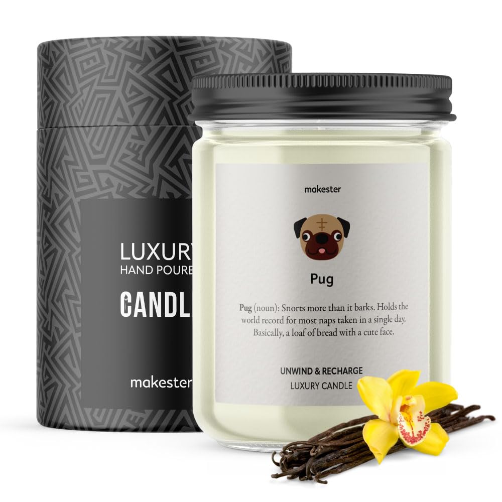 Pug Candle - Over 100+ Breeds - 220g Soy Wax - Madagascan Vanilla ...