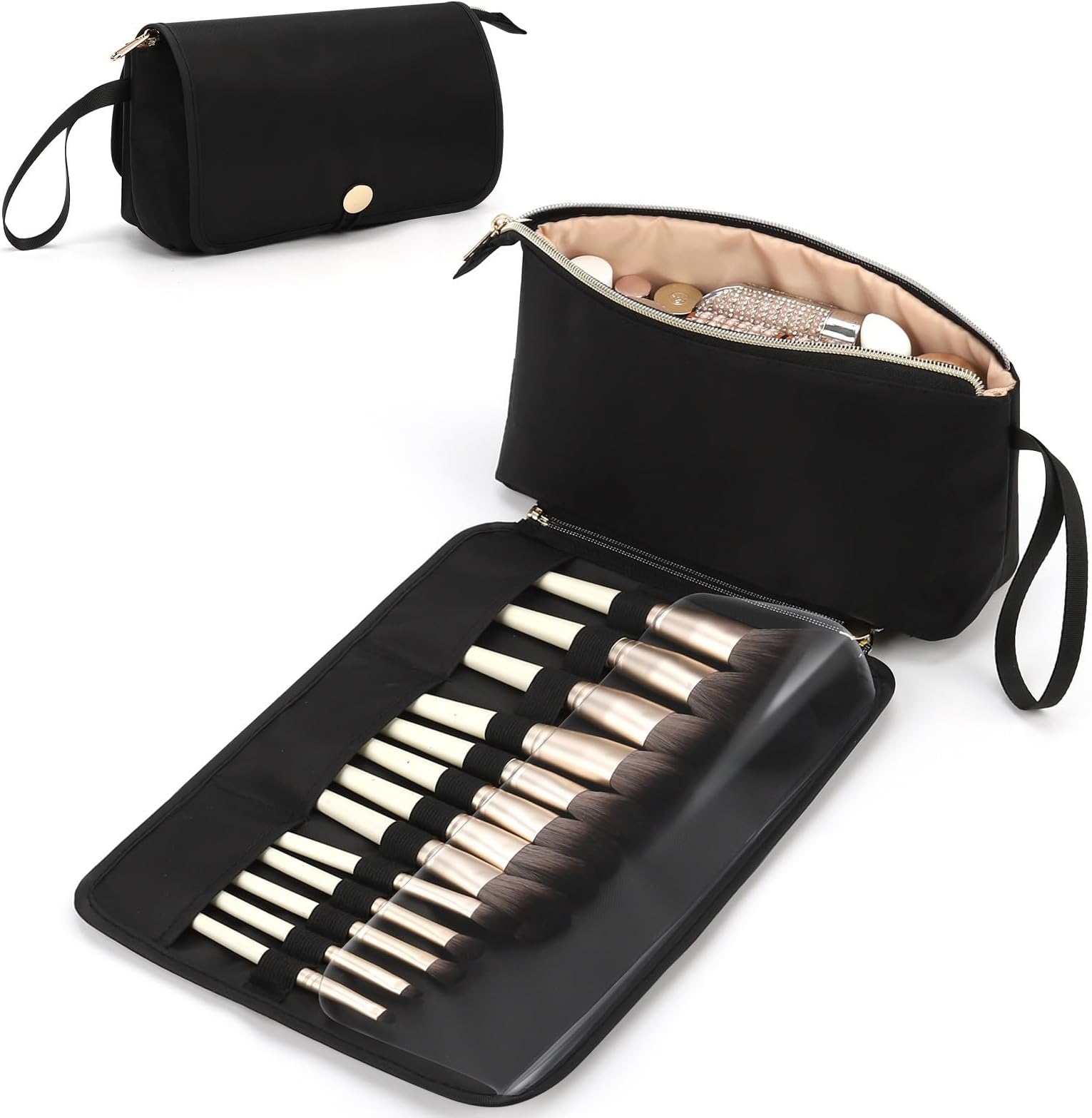 Amazon.com: OCHEAL Makeup Brush Holder and Makeup Bag 2 in 1,Makeup Pouch with Brush Organizer ...