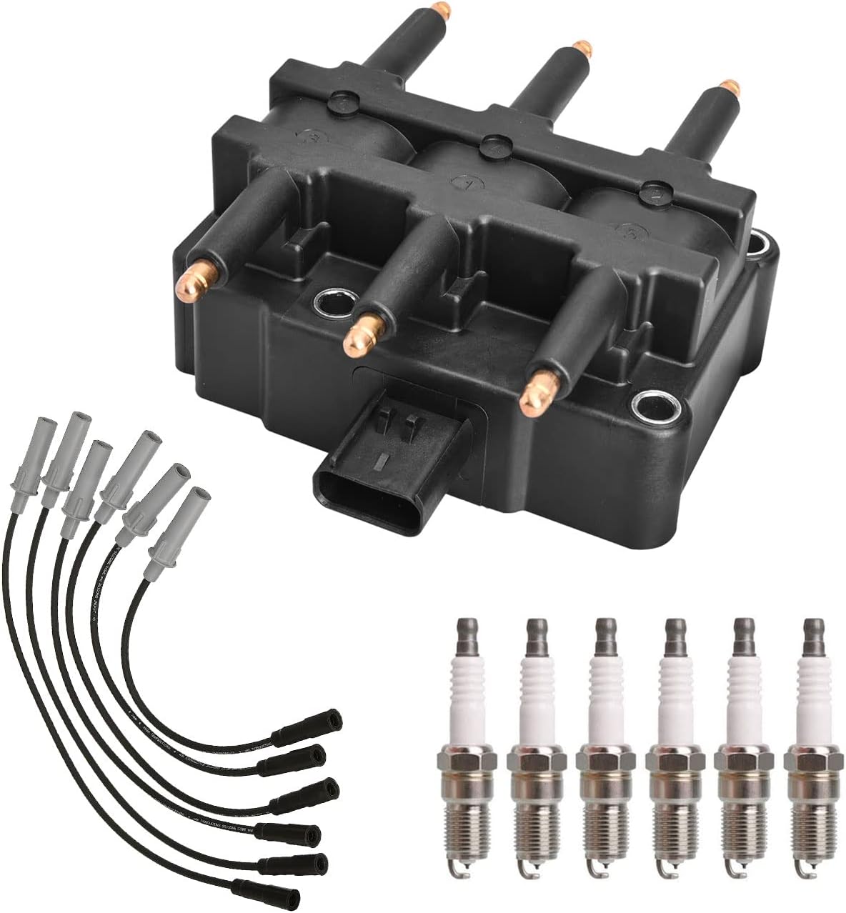 Amazon.com: ENA Set of 1 Ignition Coil with 6 Spark Plug and Wire Set ...