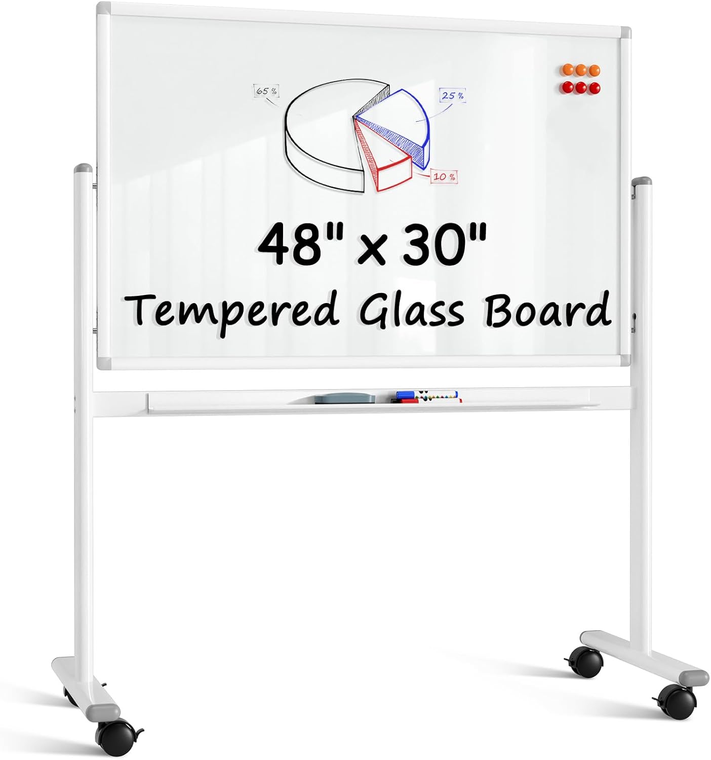 Amazon.com : MaxGear Rolling Glass Whiteboard on Wheels, Magnetic Double-Sided Dry Erase Board ...