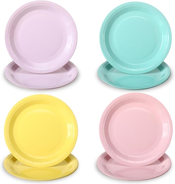 Amazon.com: Uiifan 32 Pcs Pastel Paper Plates 9 Inch Pastel Party ...