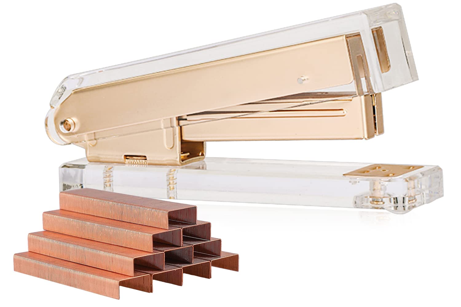 SIRMEDAL Elegant Ultra Clear Acrylic Matte Gold Desktop Stapler Modern ...