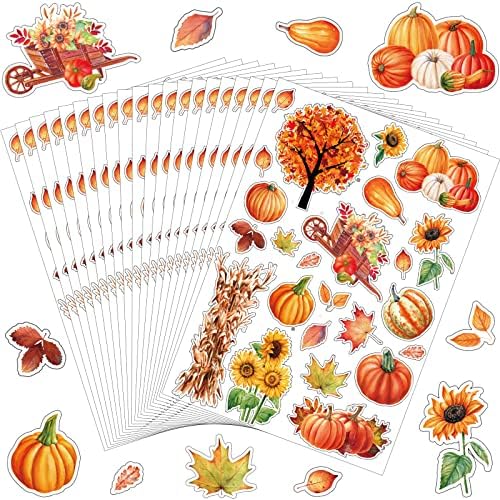 Amazon.com: 540 Pieces Thanksgiving Fall Autumn Leaves Stickers ...