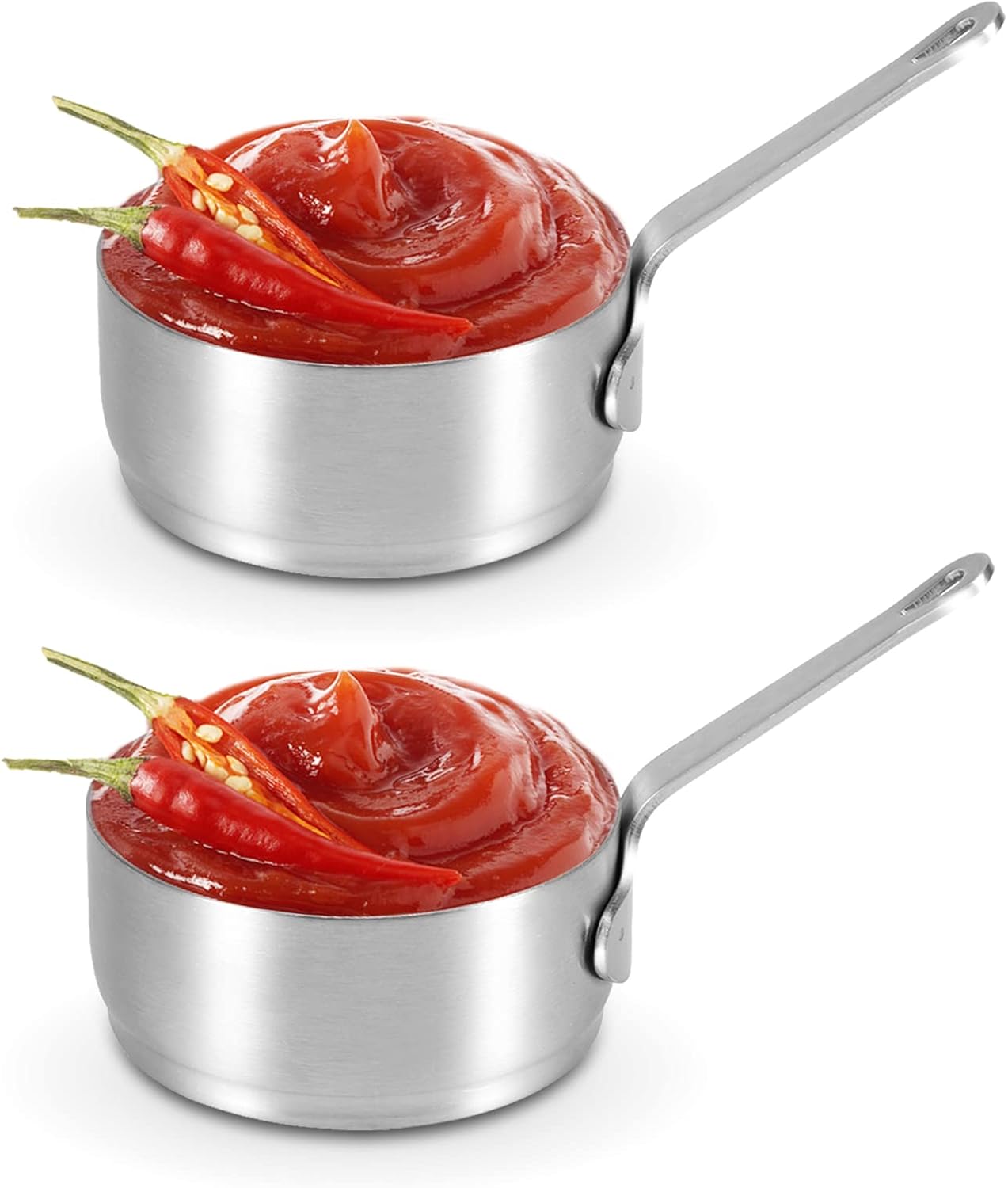 Stainless Steel Sauce Cup,2 PCS 100ml/3.38oz Sauce Bowl Mini Saucepan ...