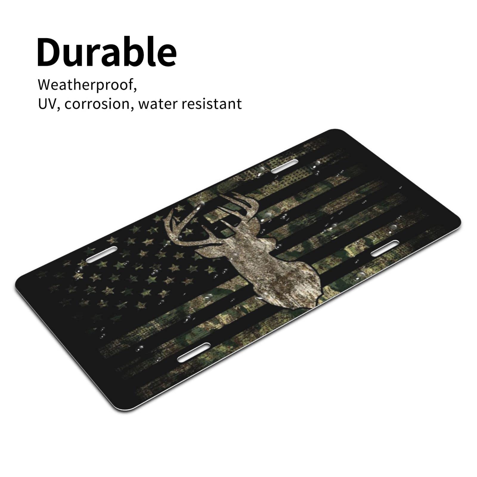 Camo Camouflage Hunting Deer American Flag Aluminum License Plate ...