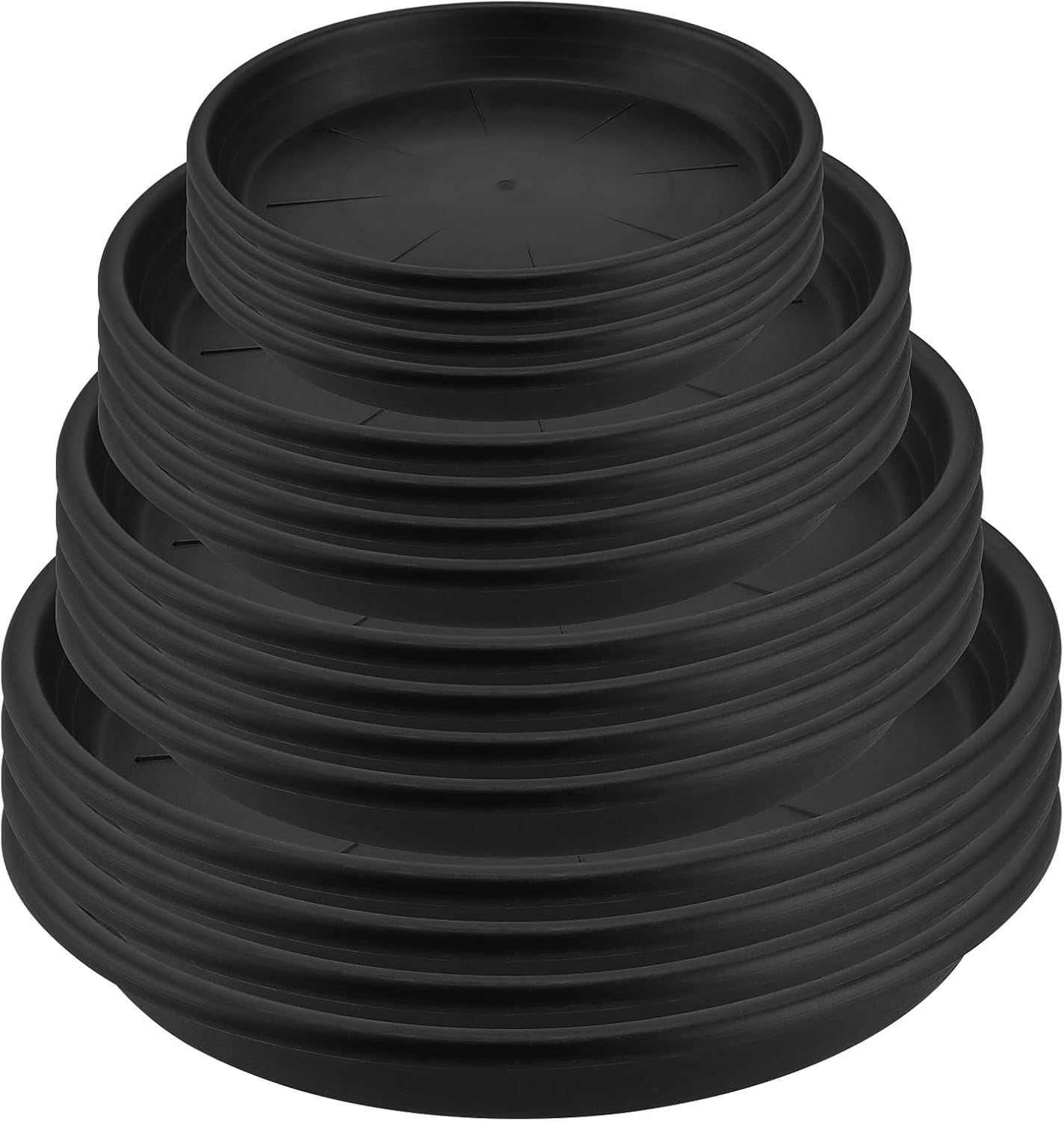 FUNSUEI 16 PCS Black Plant Pot Trays, Round Plant Drip Tray, Garden ...