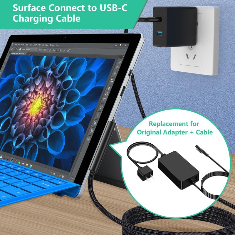 Snapklik.com : AGVEE 10ft USB-C To Surface Connect Charging Cable Cord