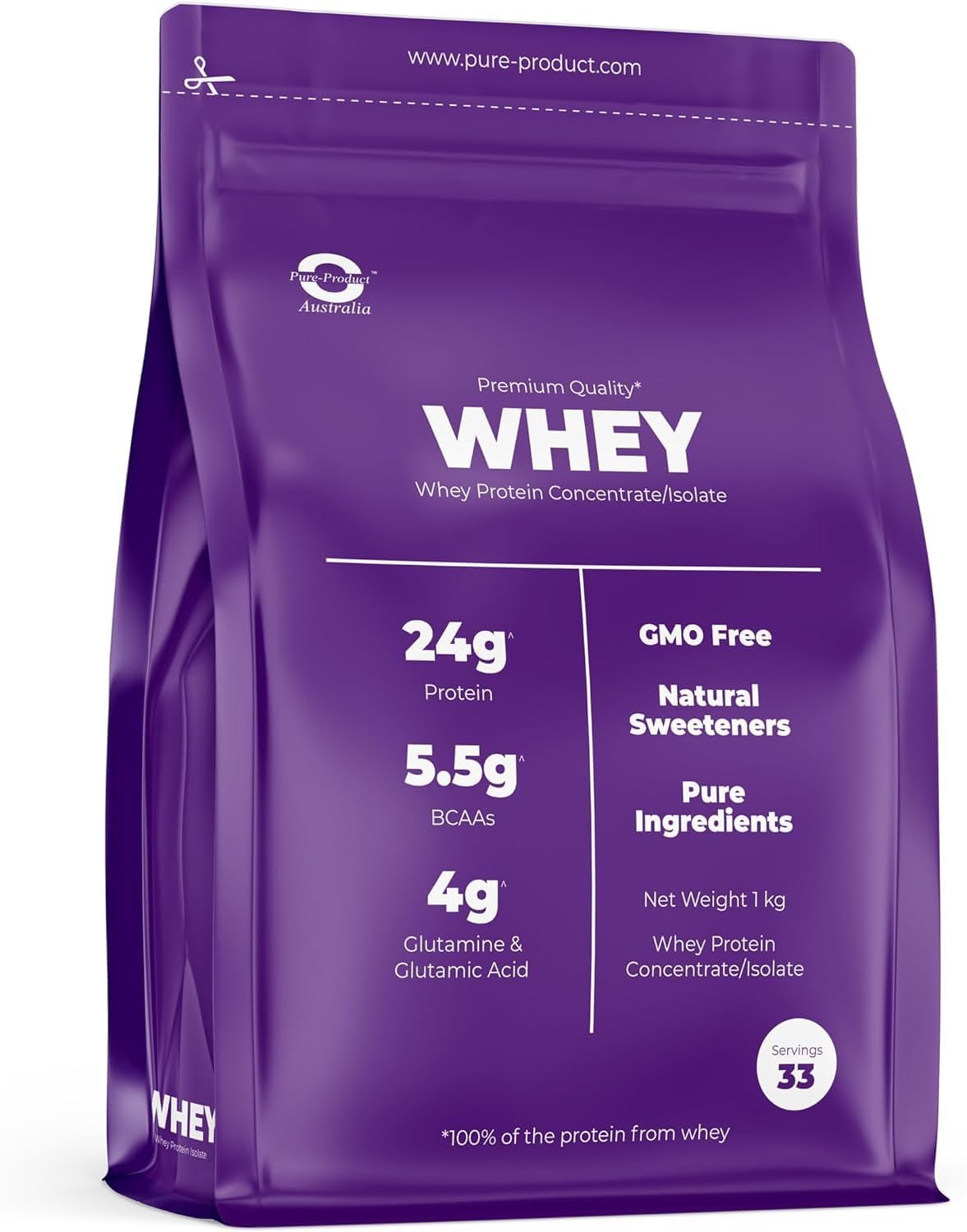 Pure Product Australia Whey Protein Isolate and Concentrate Powder 1 kg ...