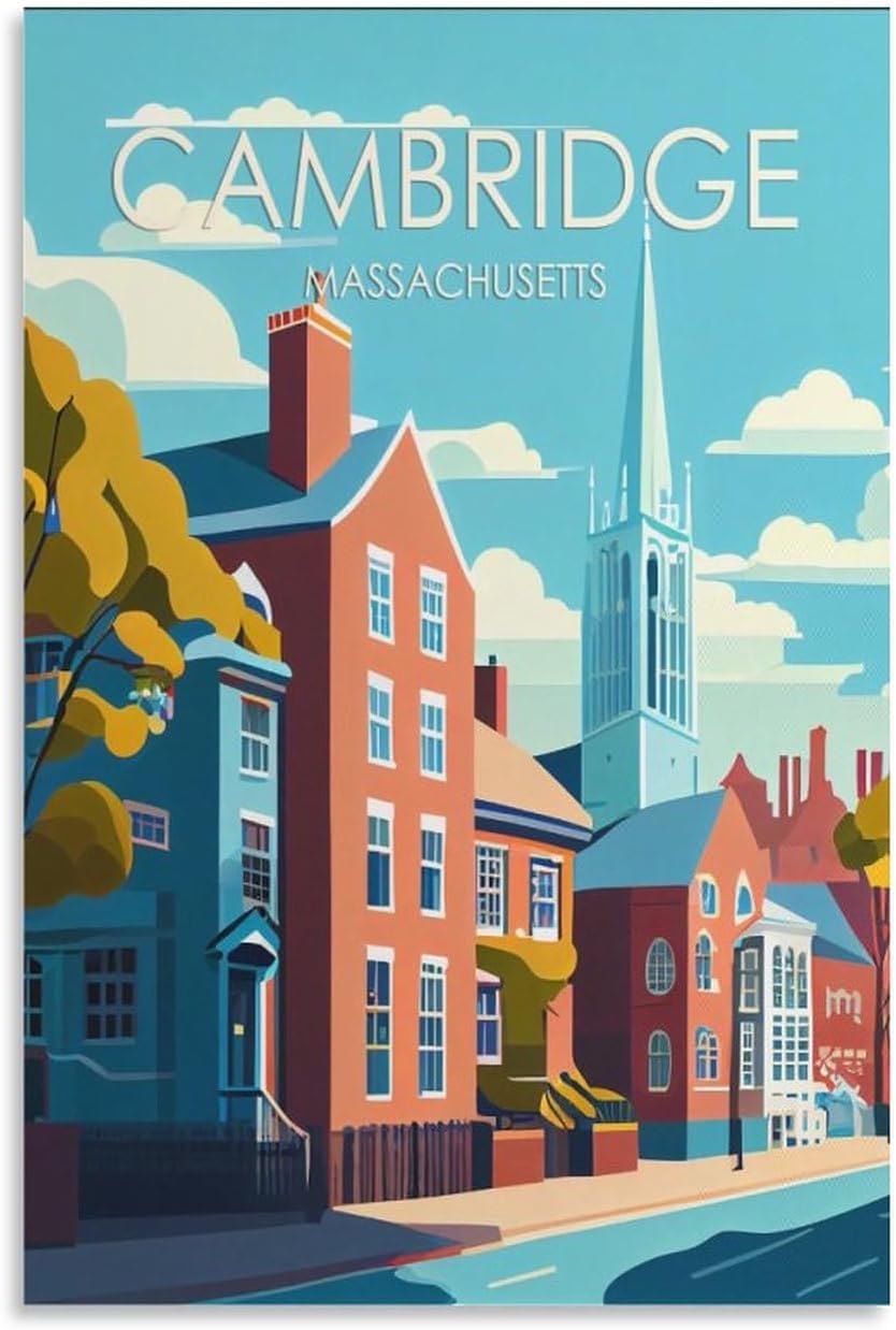 Amazon.com: Cambridge Wall Art Illustration Cambridge Vintage Minimal ...