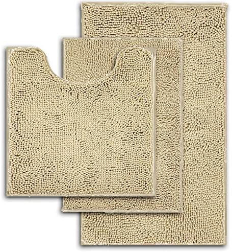 Amazon.com: Beige Bathroom Rugs Ultra Soft Bathroom Rugs and Mats Set 3 ...