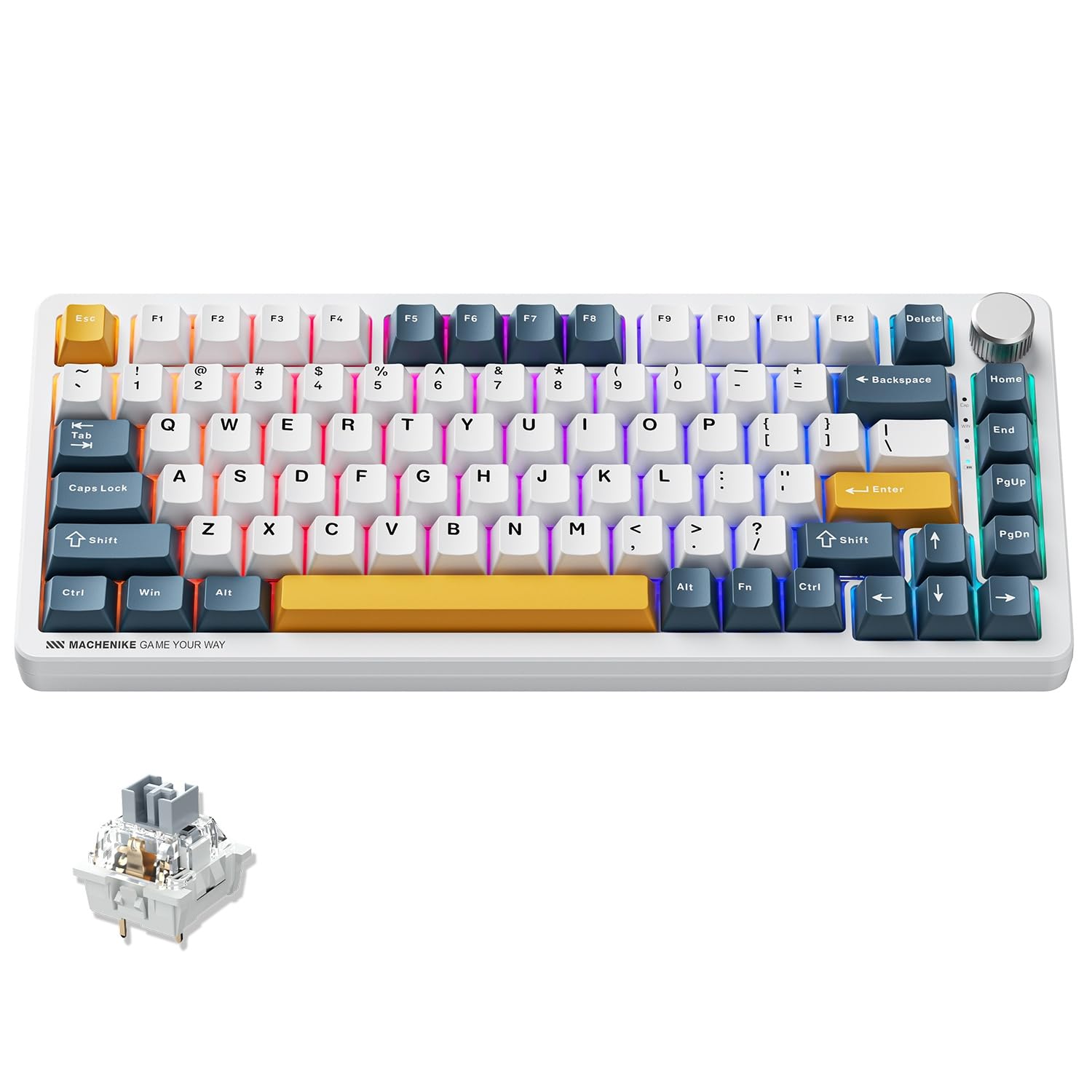 Amazon.com: Machenike K600 B82W Gasket Mechanical Gaming Keyboard,75% ...