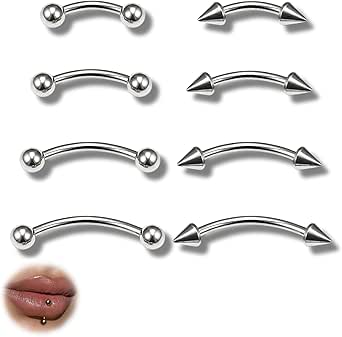 LynixTrade 8PCS Vertical Labret Lip Bars Eyebrow Piercing Jewellery ...