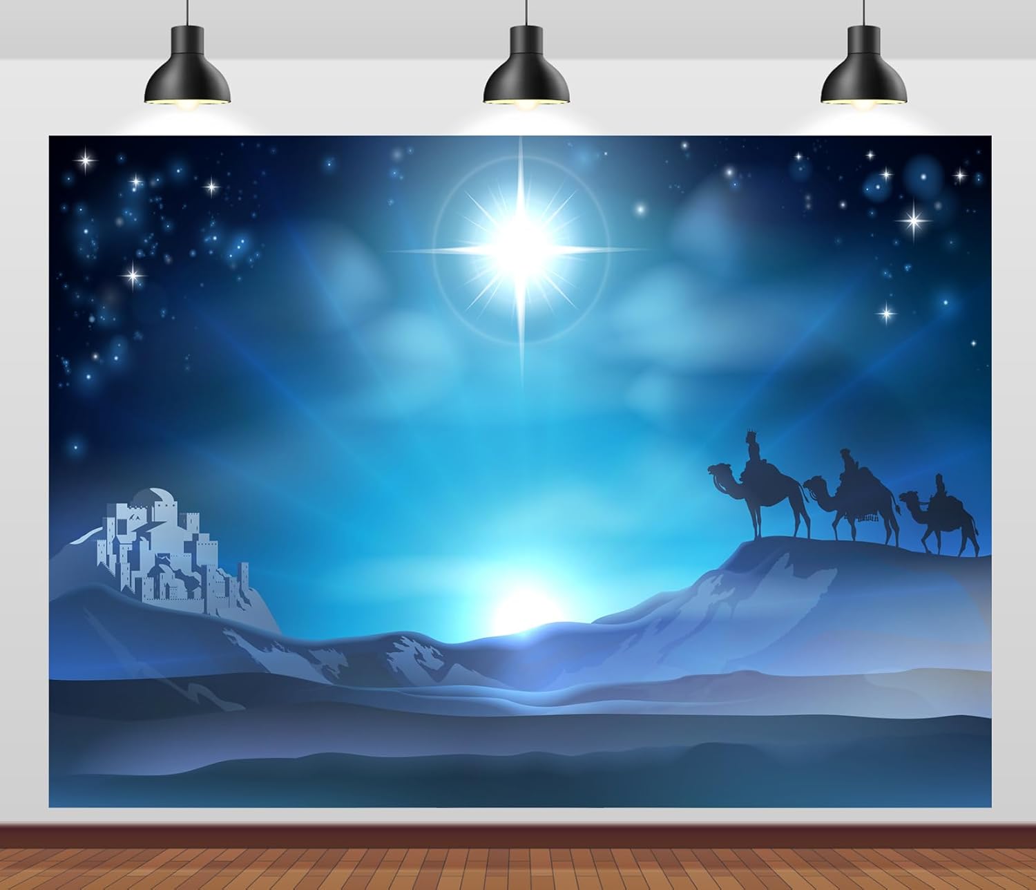 Amazon.com: CORFOTO Christmas Nativity Scene Backdrop Holy Star Night ...
