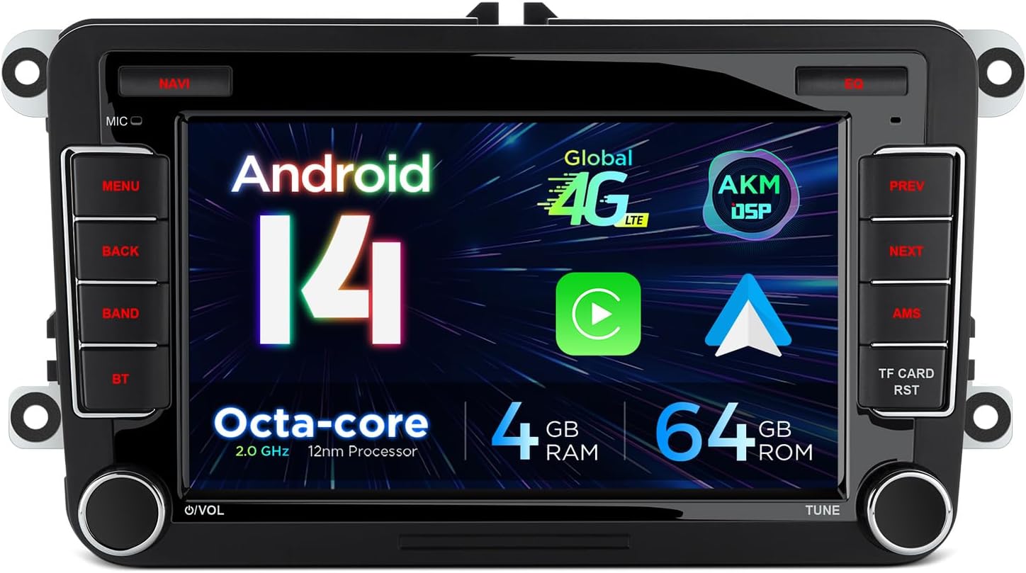 XTRONS 7 Zoll IPS Android 14 Autoradio Octa Core 4+64GB Multimedia ...