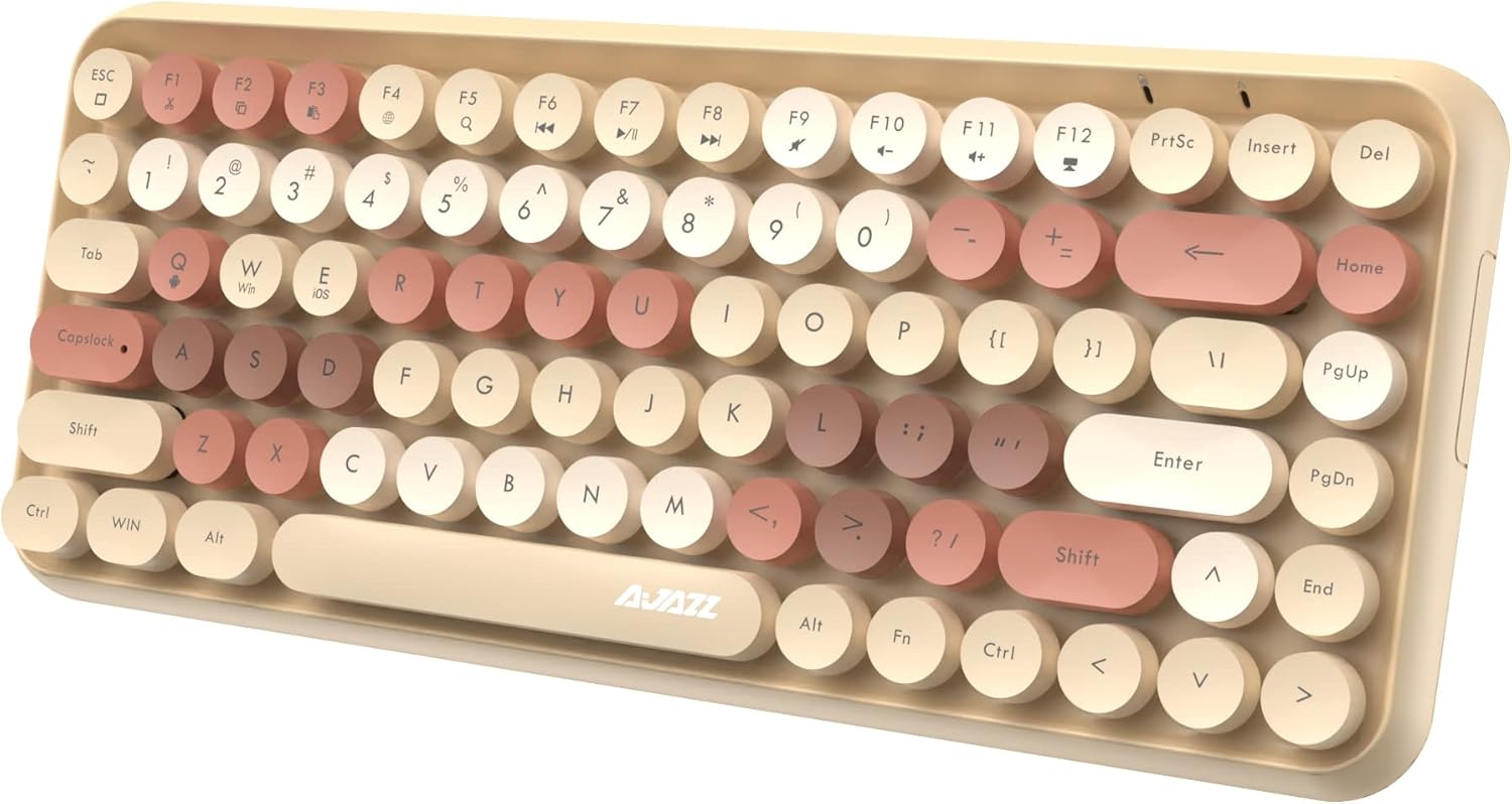 Teclado inalámbrico Bluetooth, lindo mini teclado compacto de 84 teclas ...