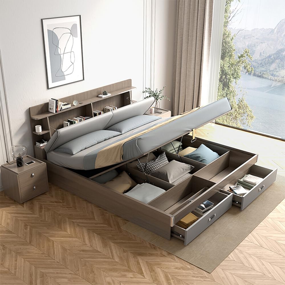 Royaloak Tivoli Italian Queen Size Bed with Hydraulic Storage | Hdf ...