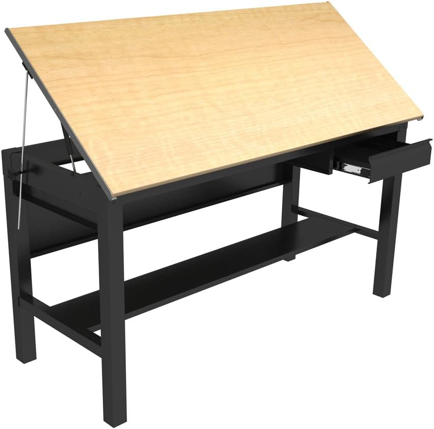 Versa Vision Drafting Table 72''x30" - Black Frame, Maple Surface ...