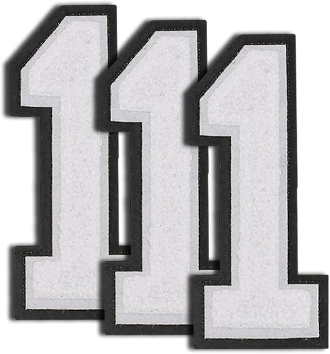 Amazon.com: 3Pcs White Chenille Iron on Numbers Patches, Large Size 4.5 ...