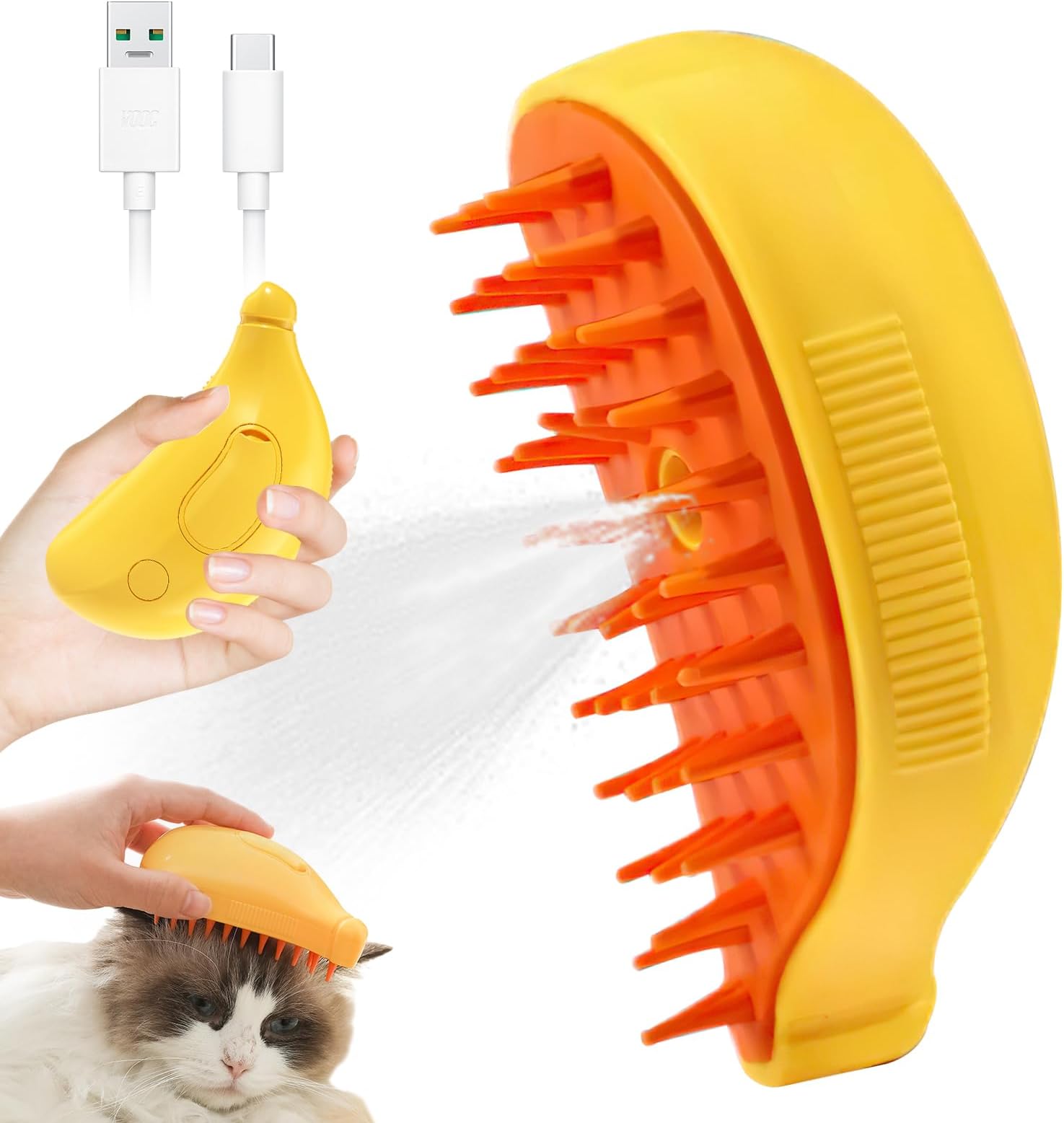 Amazon.com: Steamy Cat Brush, 3 in 1 Cat Steamy Brush, Electric Cat ...