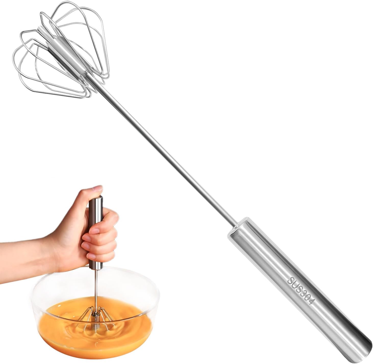 Amazon.com: Ortarco 12 Inch Semi-automatic Whisk, 304 Stainless Steel ...