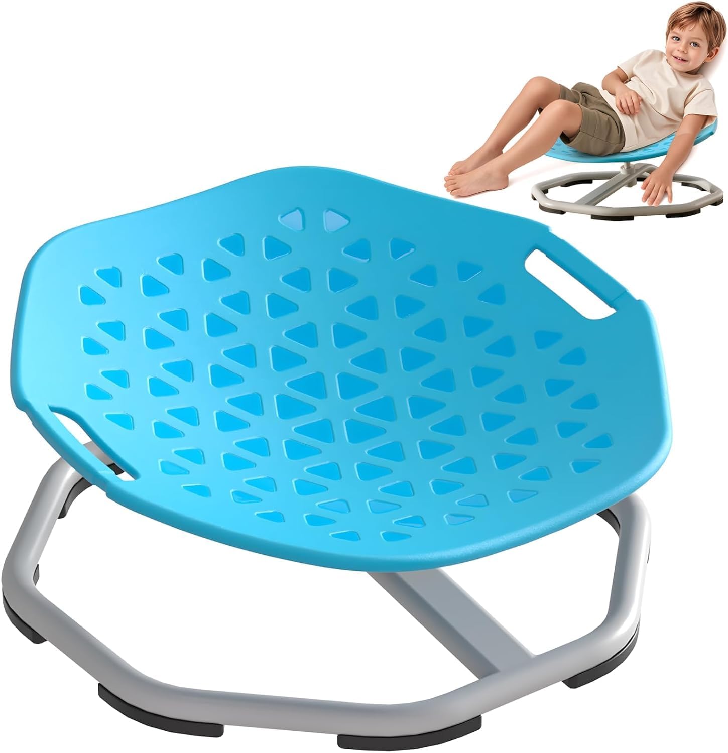 B4E Sensory Spinning Chair for Kids – 360° Swivel Hexagonal Seat with ...
