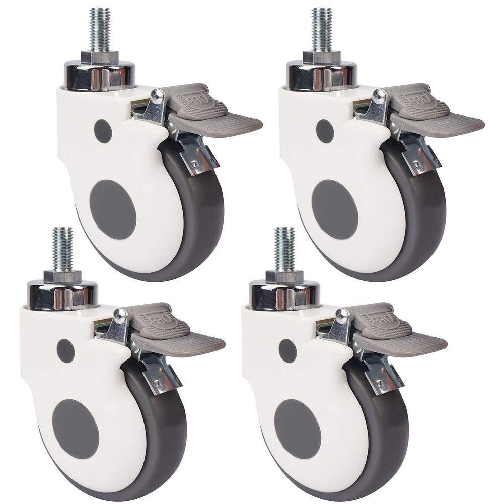 4 Castor Wheels for Hospital Trolley 3'' 75mm / 4'' 100mm Thread M8 ...