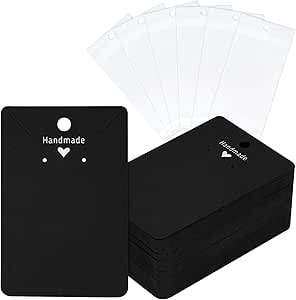 Amazon.com: joycraft 100Pcs Earring Display Cards with Bags, Black ...