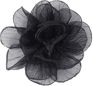 Amazon.com: Exaggerated Organza Rose Flower Large Brooch Pin for Women ...