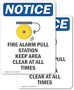 Amazon.com: (2 Pack) Fire Alarm Pull Station Sign With Symbol OSHA ...