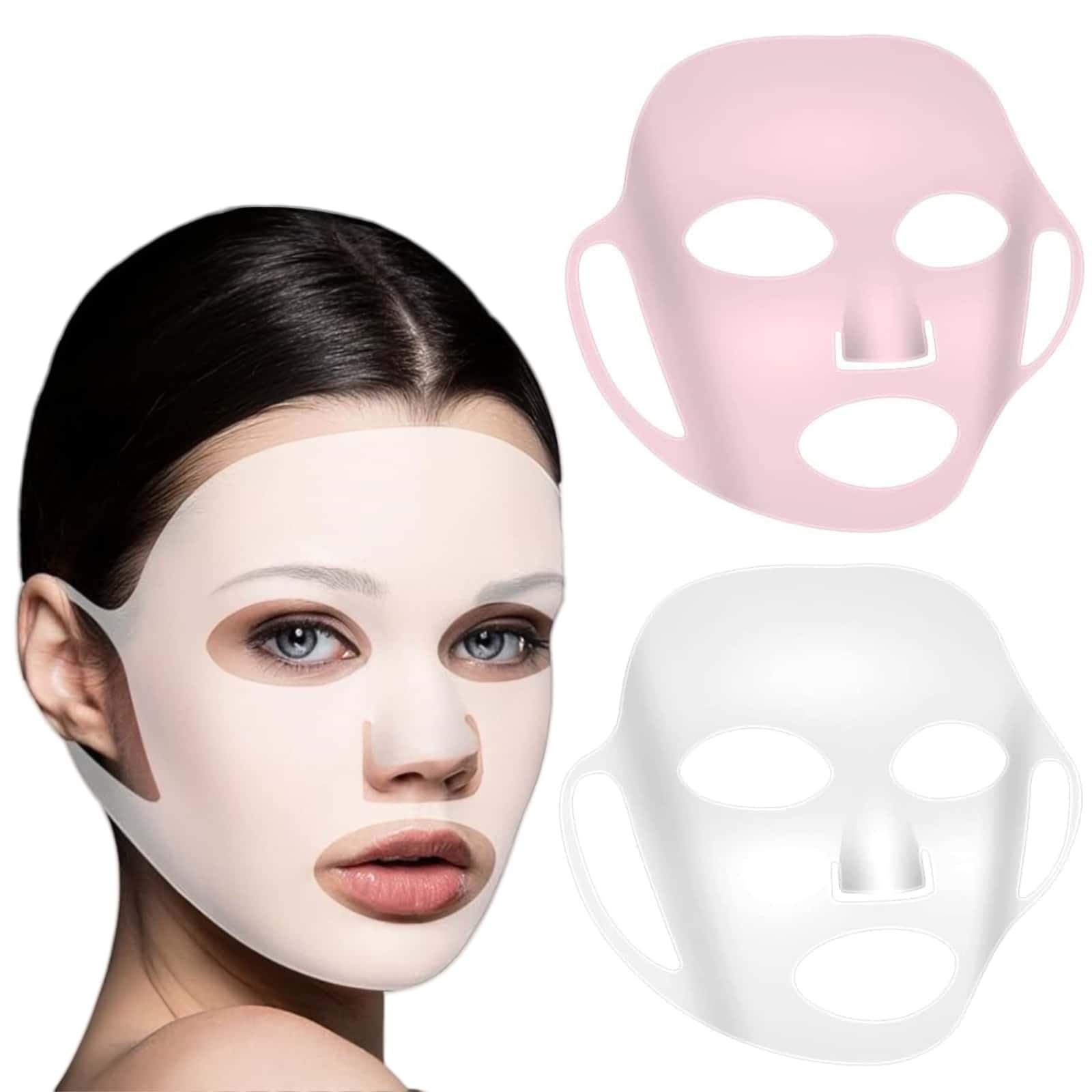 Buy Xfopz 2 Pieces Reusable Facial Mask Cover Silicone Skin Mask ...