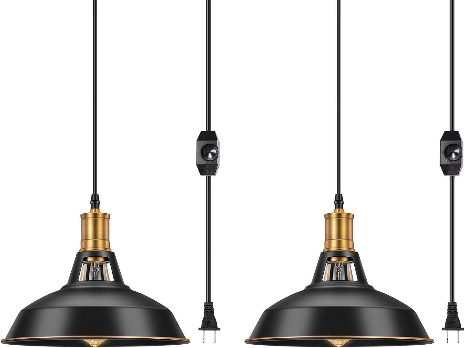 Pynsseu Industrial Barn Plug in Pendant Light with 13.12Ft Cord and ...