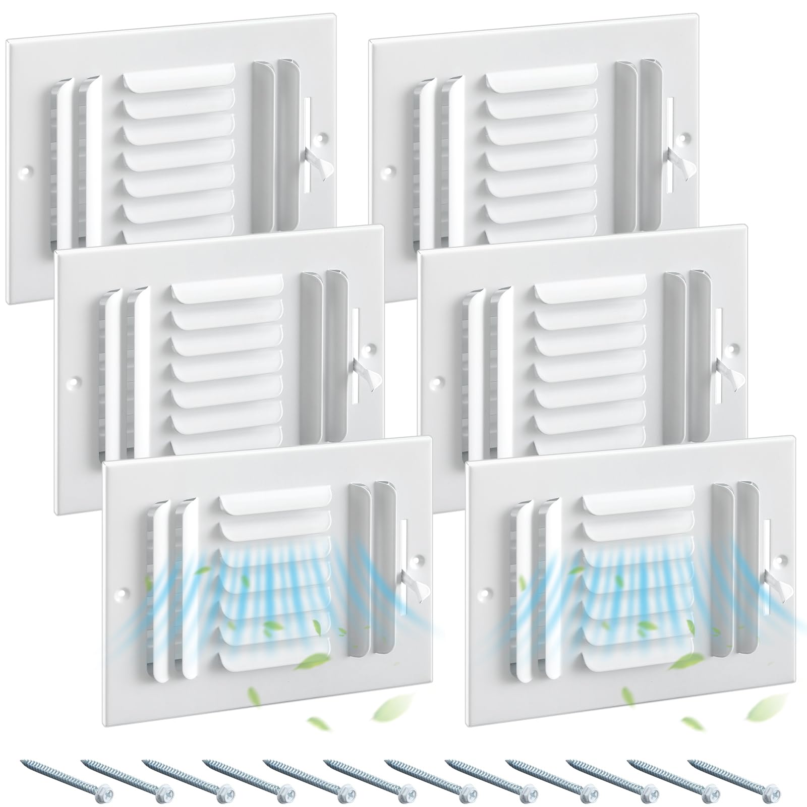 Datanly 6 Pcs Air Ceiling Vent Covers 3 Way Sidewall Wall Ceiling ...