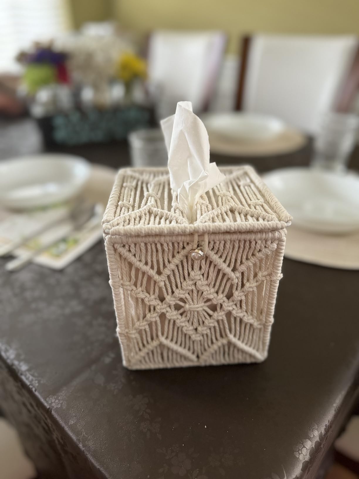 Amazon.com: MAYMAR Tissue Box Cover Square Woven Macrame Napkin Facial ...