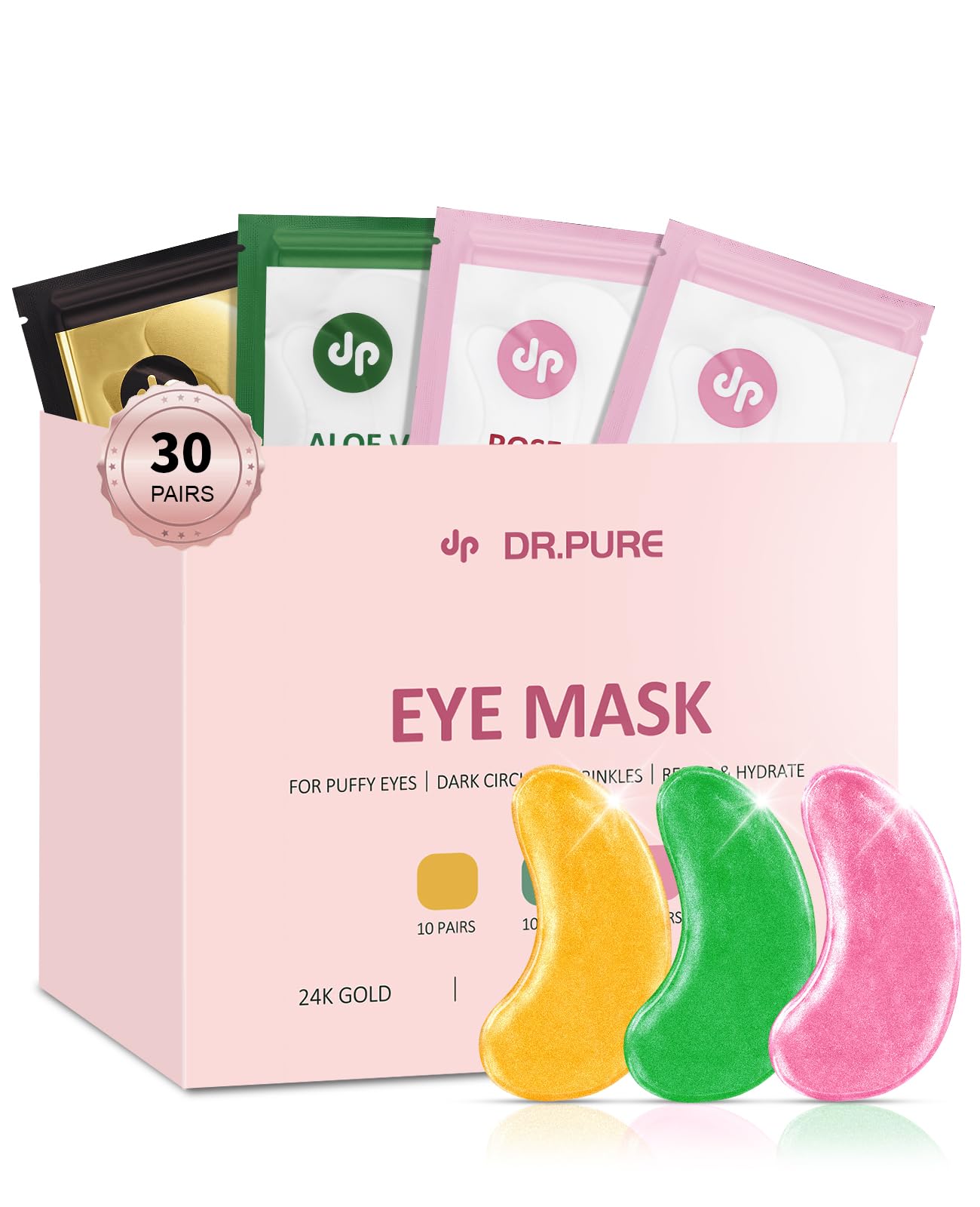Dr. Pure Under Eye Patches (30 Pairs), Under Eye Patches for Puffy Eyes ...