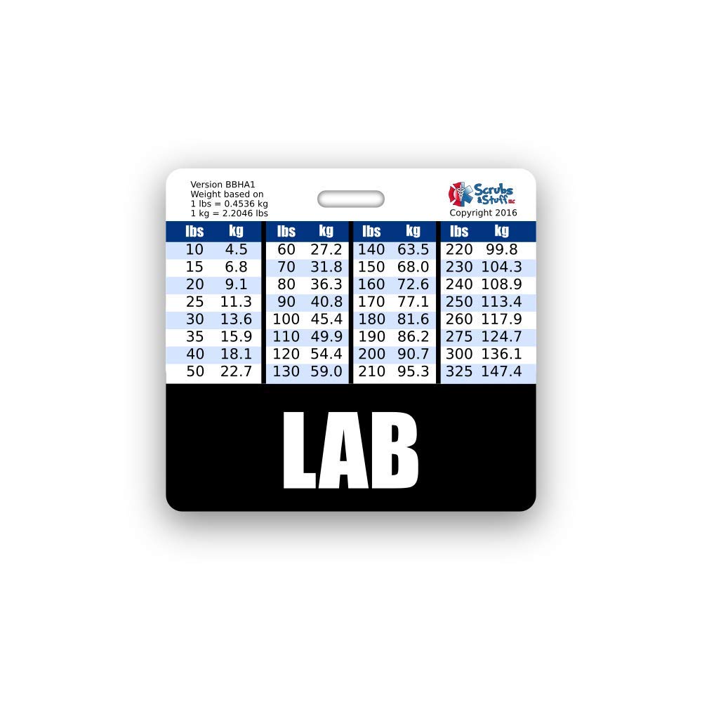 Amazon.com : LAB Badge Buddy Horizontal w/Height & Weight Conversion ...