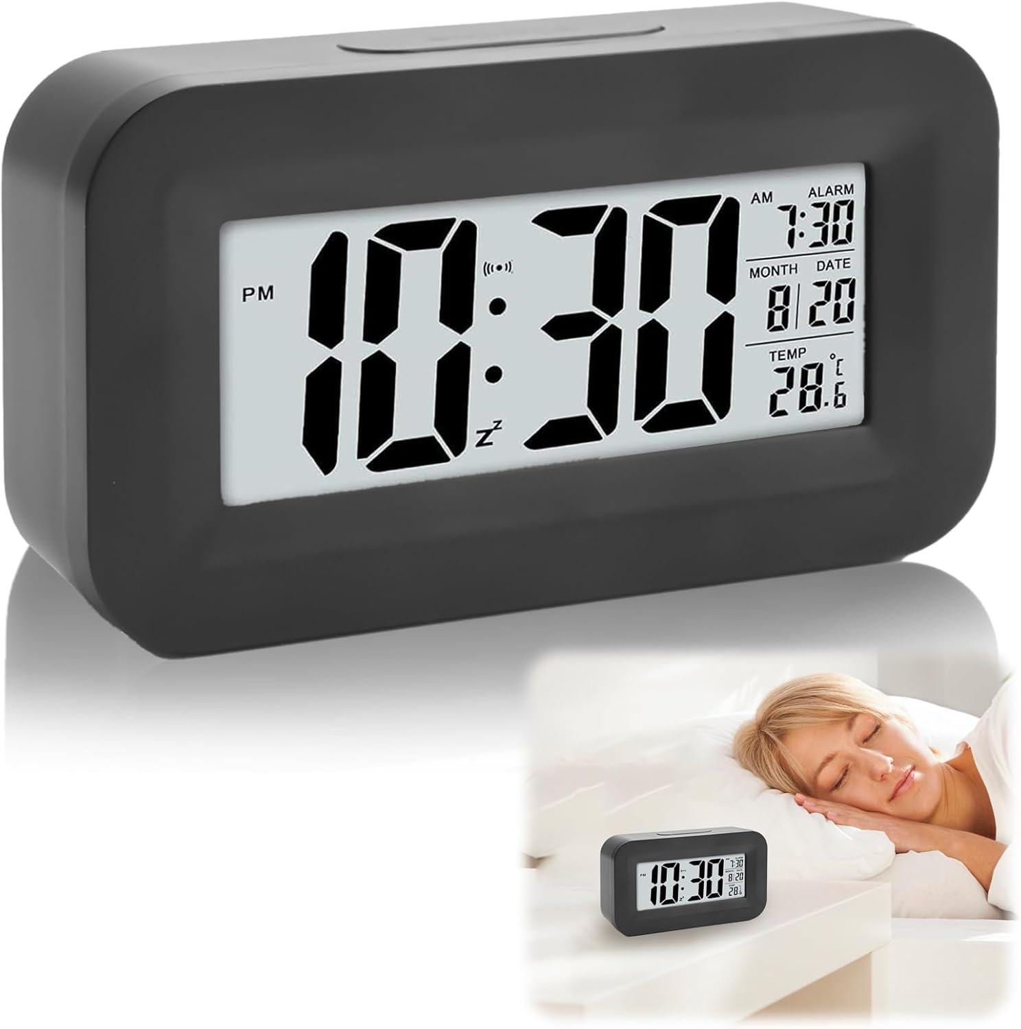 Mini Bedside Digital Alarm Clock, Black Small Compact Alarm Clocks ...
