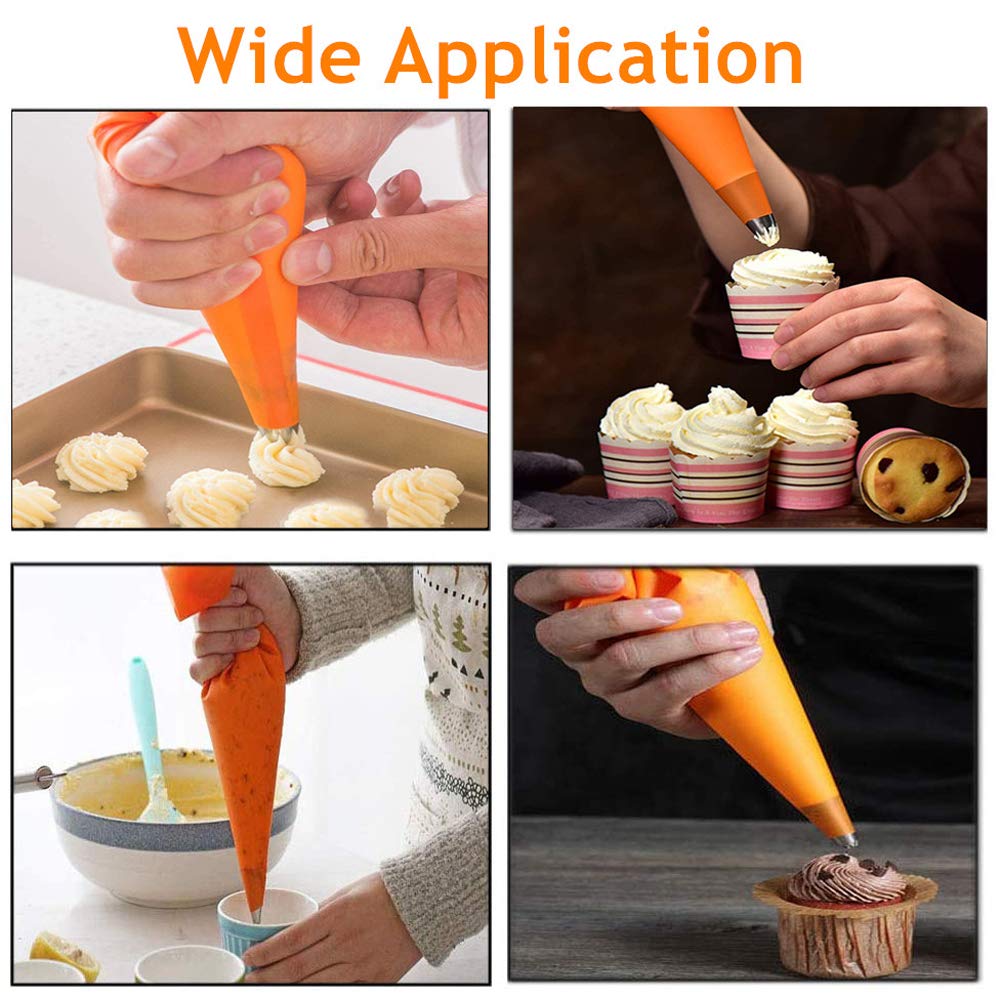 Snapklik.com : Piping Bag And Tips Set Reusable Cake Decorating Kit Tools