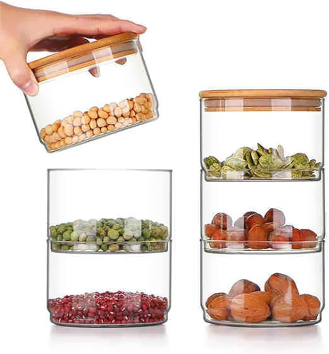 Amazon.com: UIYIHIF Clear Storage Jar, Stackable Glass Jars Containers ...
