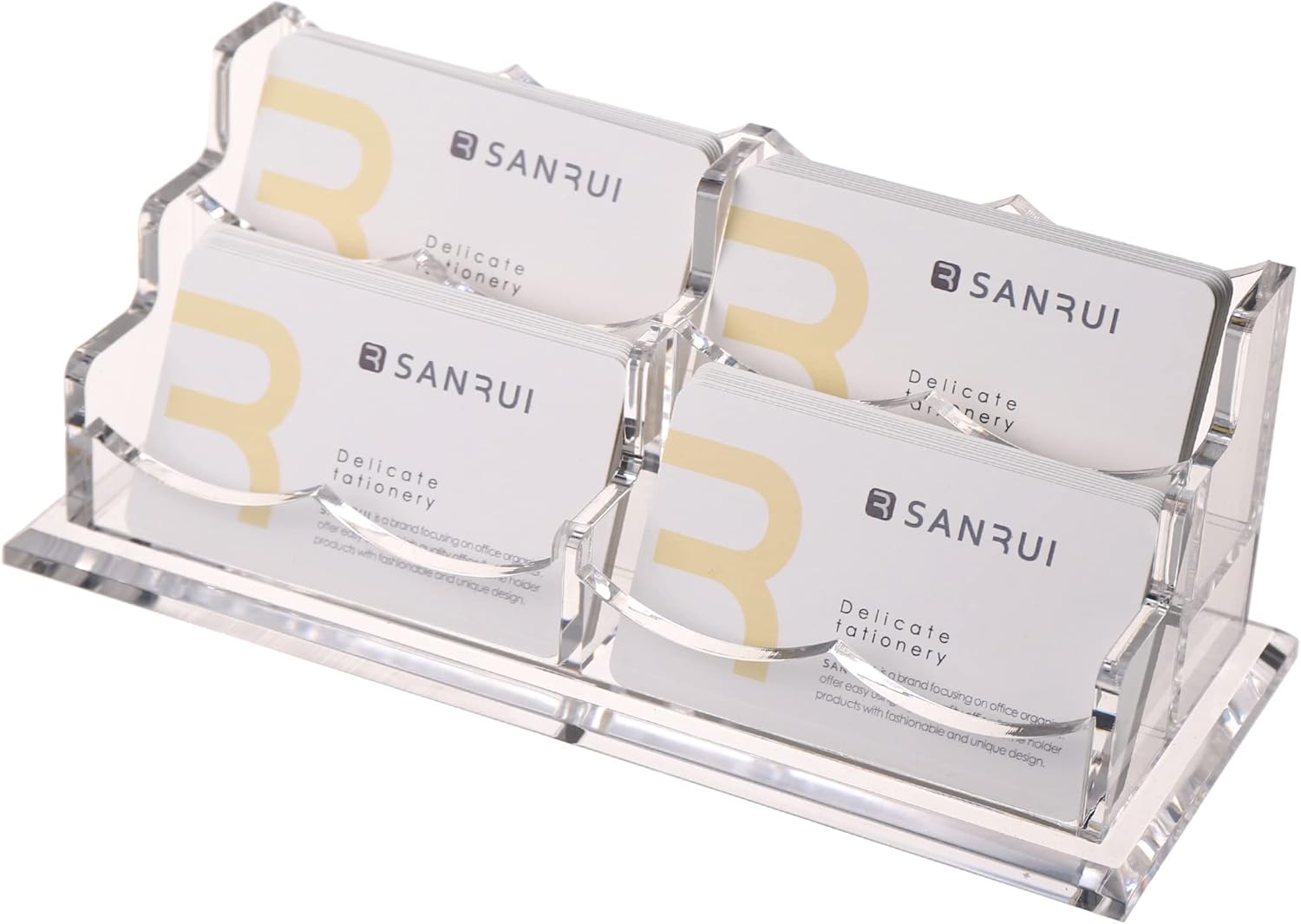 SANRUI Clear Horizontal Business Card Holder Stand for Desk, Acrylic ...